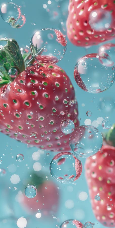 Floating Strawberries in Water Stock Image - Image of summer, healthy ...