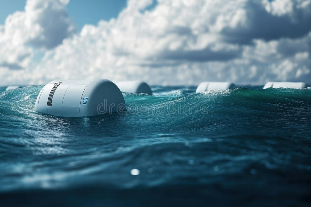 Floating Structures are Visible on Turbulent Ocean Waters Under a ...