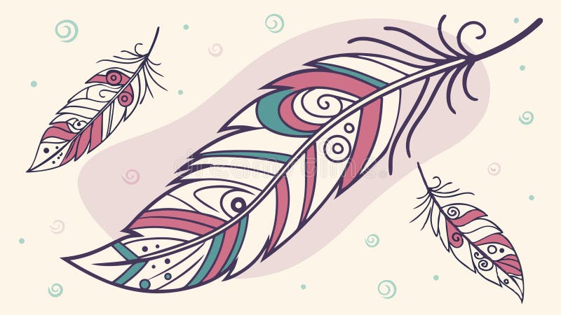 Floating Stylized Feathers, Lightness and Grace, Vector Design ...