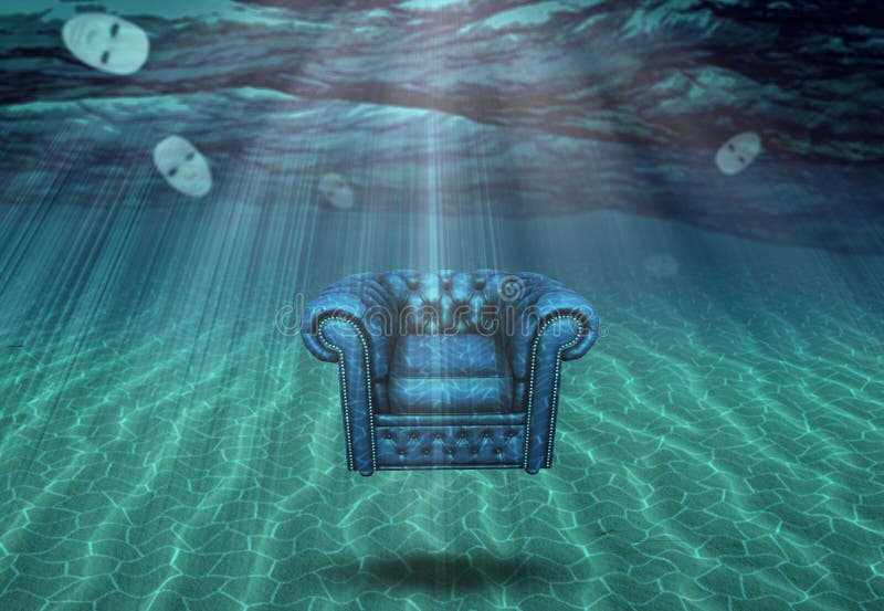 Submerged Chair in Submerged Desert Ruins Stock Illustration ...