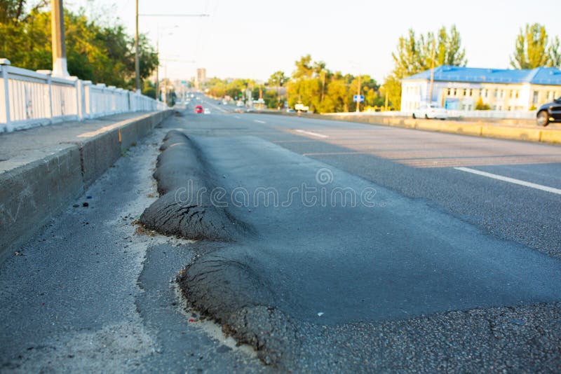 Floating Substandard Asphalt. Poor Quality Road Stock Image - Image of ...