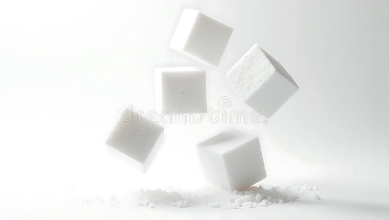 Floating Sugar Cubes Against White Background - Generated Using Ai ...