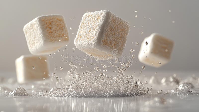 Floating Sugar Cubes Splashing in Water Generative AI Stock ...