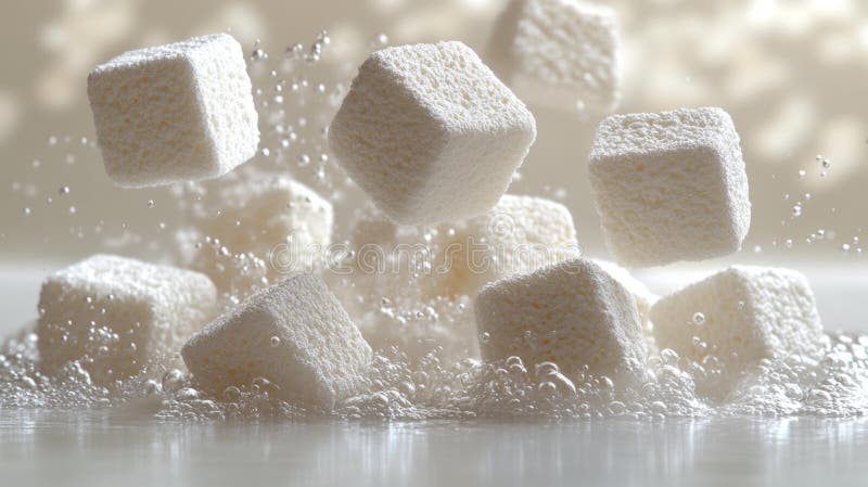 Floating Sugar Cubes in Water Generative AI Stock Illustration ...