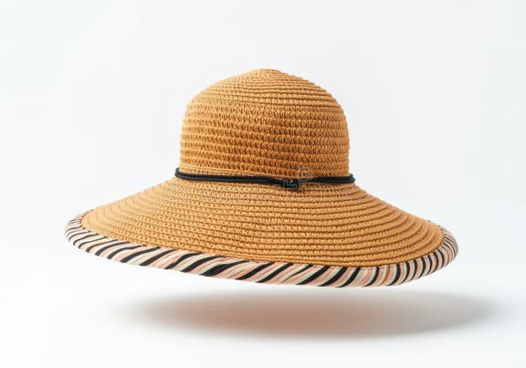 A Floating Sun Hat with a Wide Brim, on a Solid White Background Stock ...
