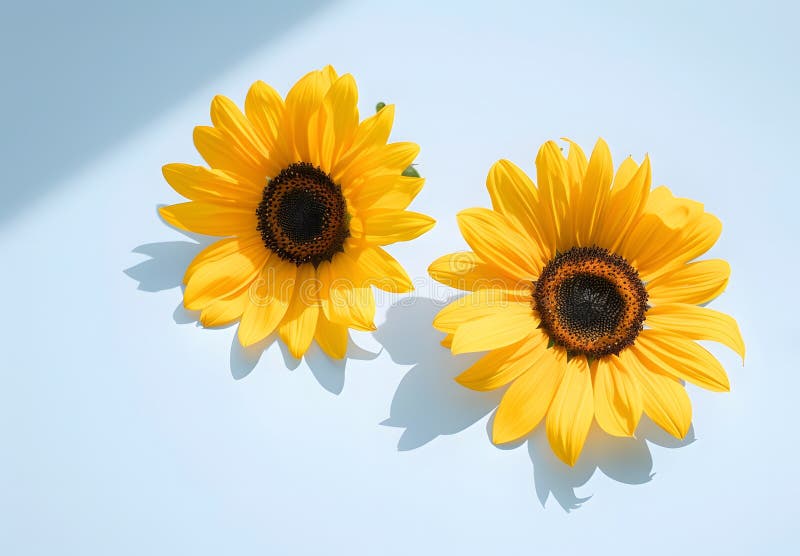 Floating Sunflowers on Blue Background Stock Illustration ...