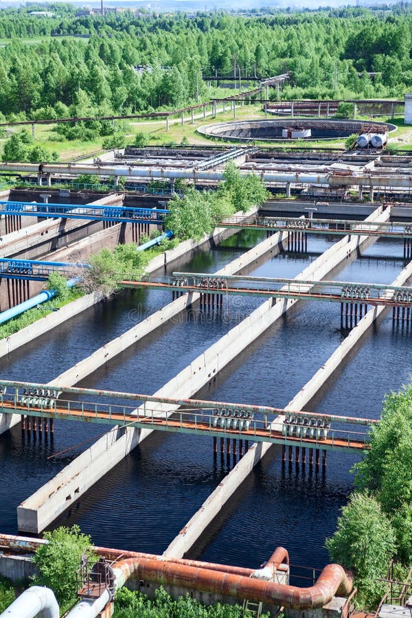 Floating Surface Aerators on Sewage Treatment Plant Stock Photo - Image ...