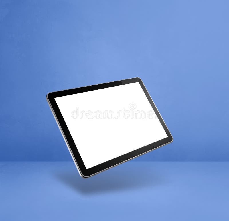 Floating Tablet Pc Computer Isolated on Blue. Square Background Stock ...