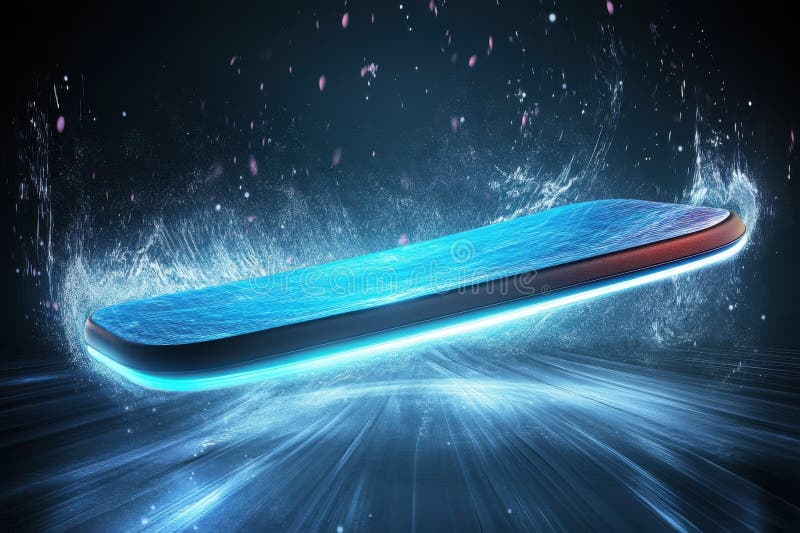 Floating Tech Concept with Light Effects and Abstract Water Splash ...