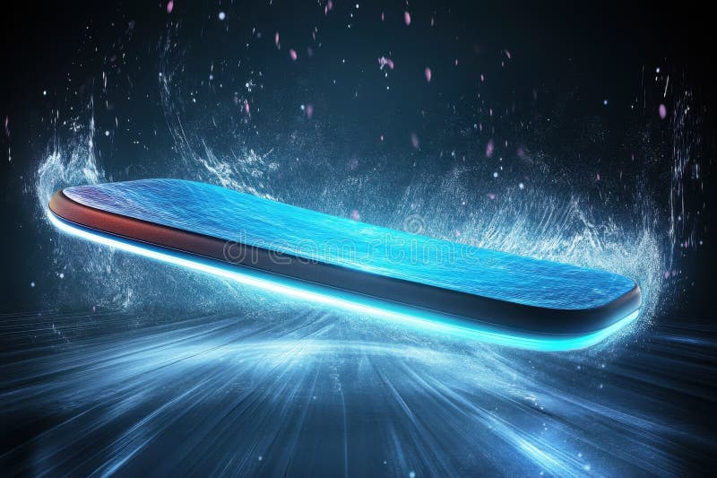 Floating Tech Concept with Light Effects and Abstract Water Splash ...