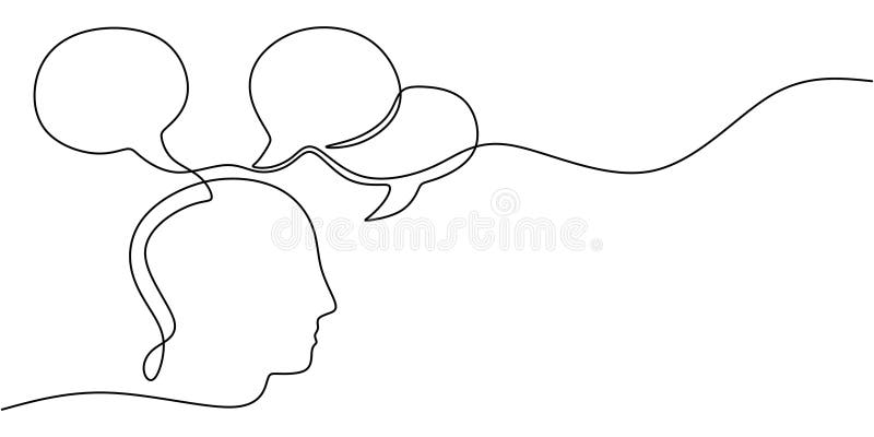 Floating Thought Bubbles in Continuous One Line Drawing. Flow of Ideas ...