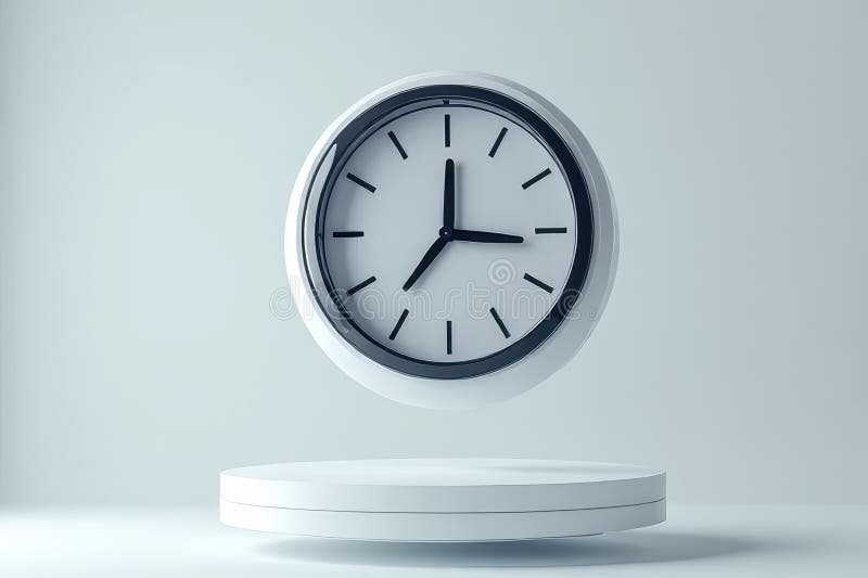 Floating Timepiece in Modern Ambience Stock Illustration - Illustration ...
