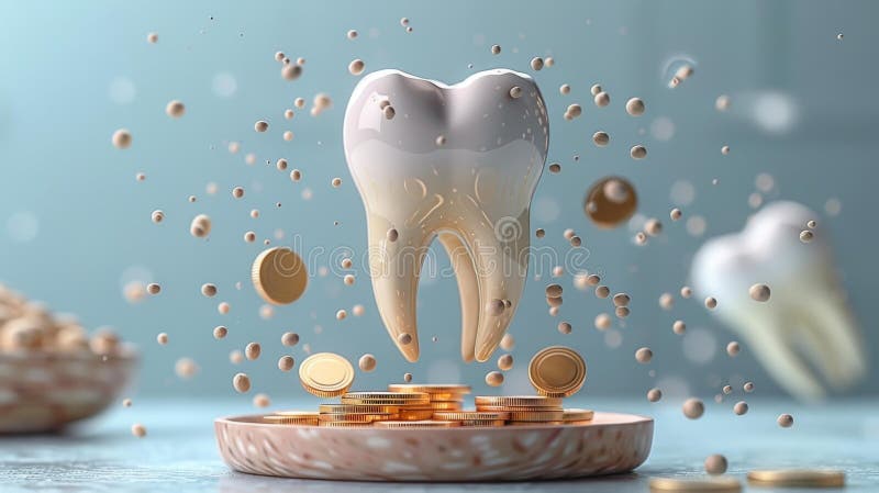 Floating Tooth with Gold Coins - Generative Ai Stock Illustration ...
