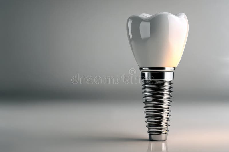 Floating 3D Model of Tooth Implant Assembly with Soft Shadows in a ...