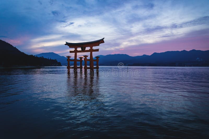 The Floating Torii Gate of Itsukushima Shrine in Ocean Waves after ...