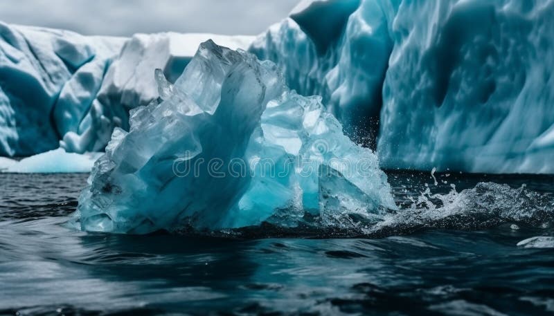 Floating on Tranquil, Turquoise Blue Arctic Water Generated by AI Stock ...