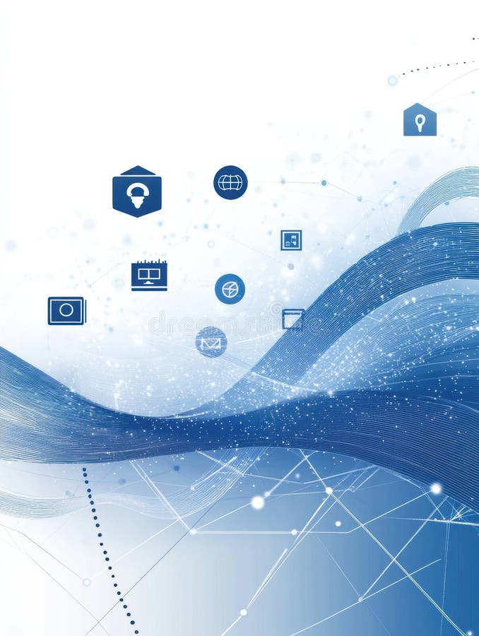 Floating Transaction Icons with Digital Waves Creating a Modern ...