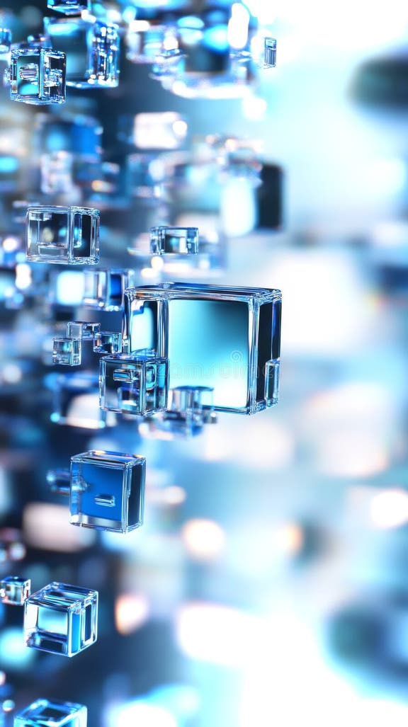 Floating Translucent Blocks Create a Futuristic Backdrop with a Vibrant ...