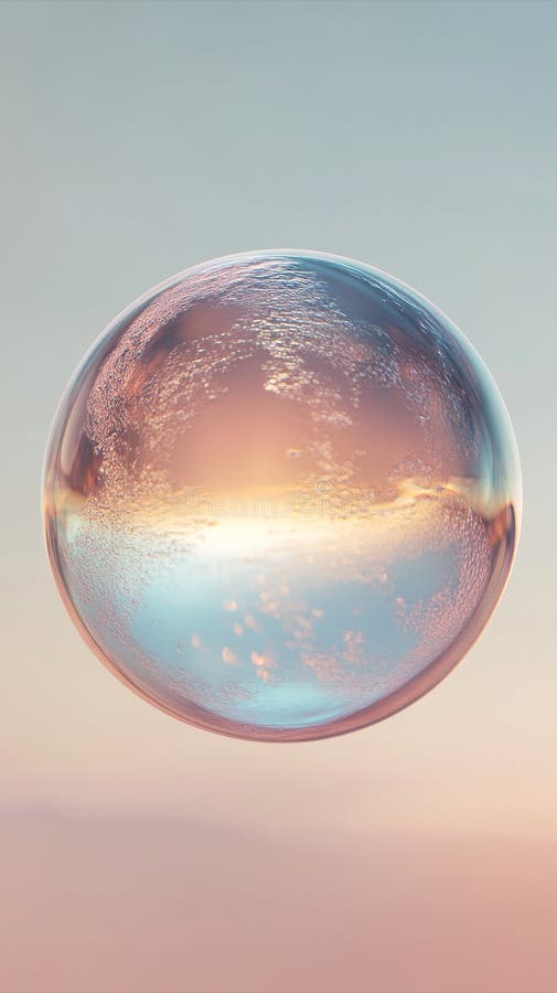 Floating Translucent Bubble Against Pastel Sky Stock Image - Image of ...