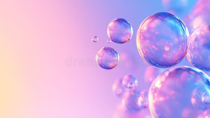 Floating Translucent Bubbles in Pastel Pink and Purple Gradient Stock ...