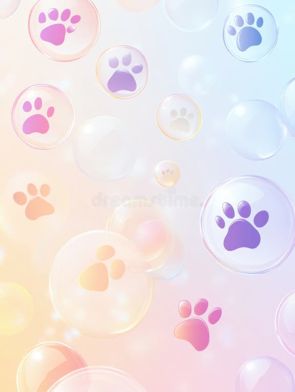 Floating Translucent Bubbles with Paw Icons Create a Dreamy Pet Care ...