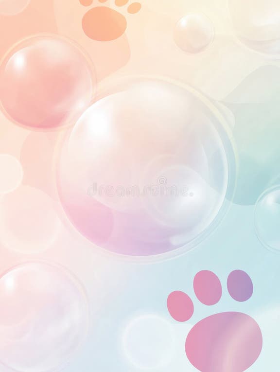 Floating Translucent Bubbles and Paw Icons Create a Whimsical Pet Care ...