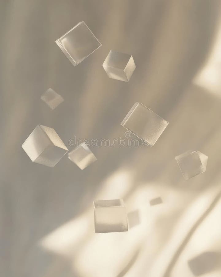 Floating Translucent Cubes Against a Beige Background Stock ...