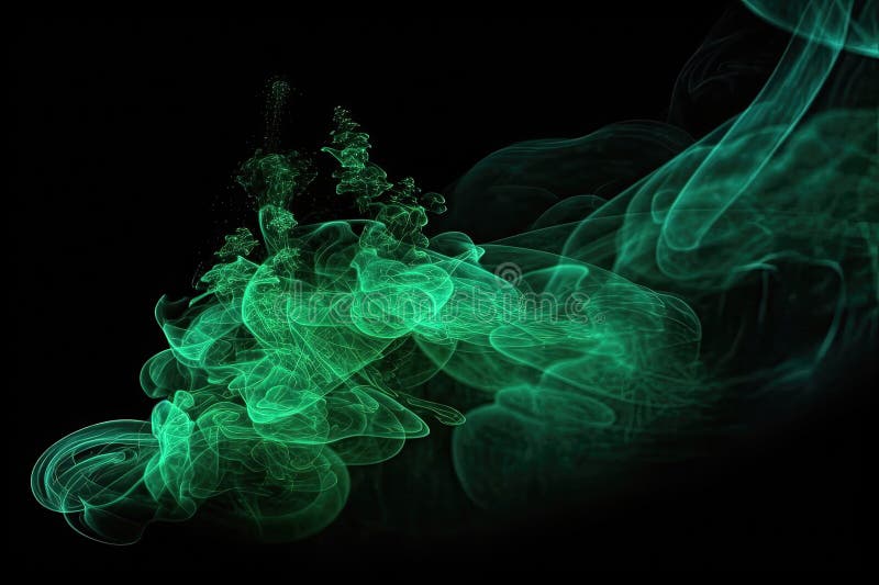 Floating Translucent Green Smoke Cloud on Black Background. Stock ...