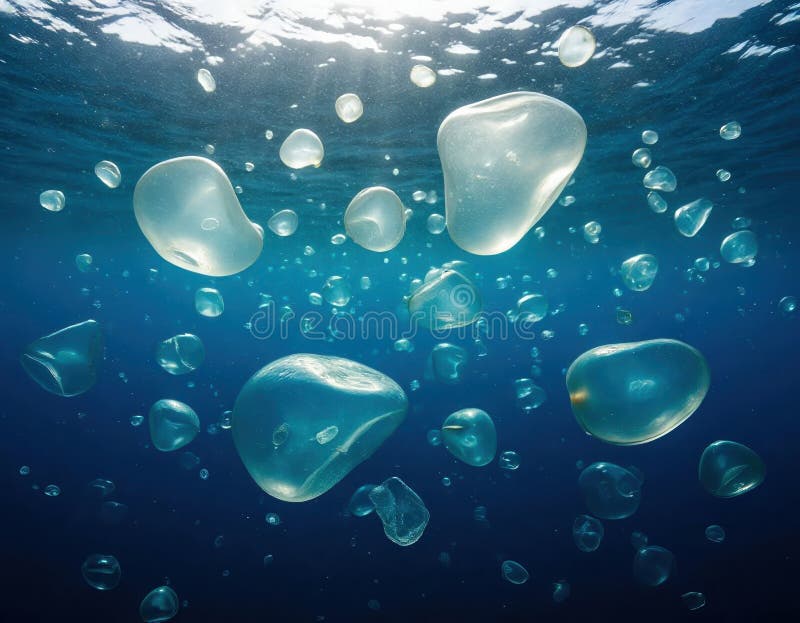 Floating Translucent Microplastic Forms in a Surreal Ocean Environment ...