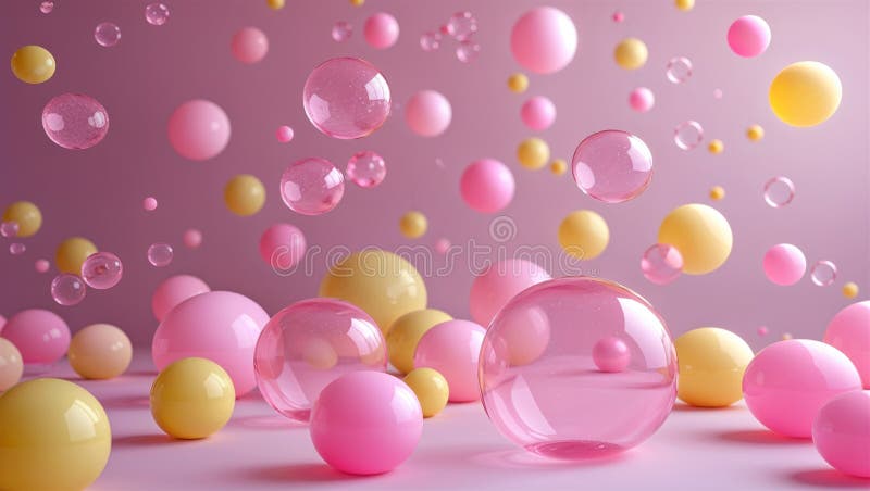Floating Translucent Orbs in Pink and Yellow Forming Dreamy Playful ...