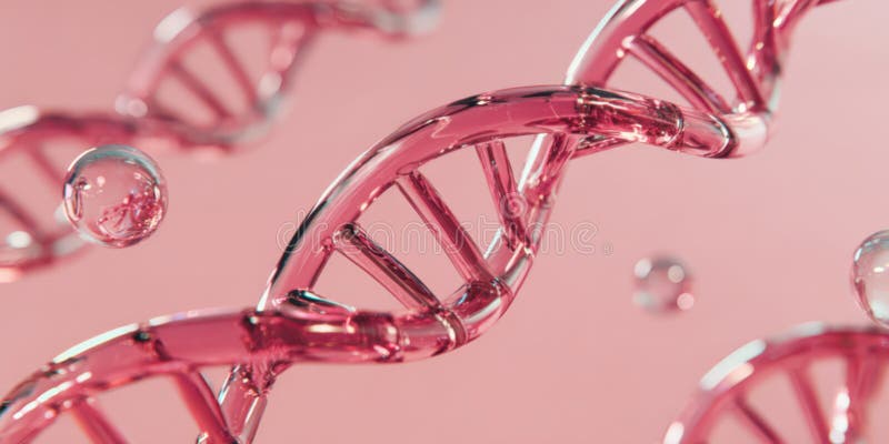 Floating Translucent Pink DNA Strands Inside Glassy Soft-focus Bubbles ...