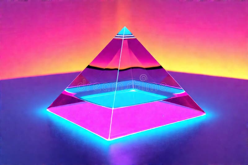 Floating Translucent Pyramid Mockup on Neon Surface Stock Illustration ...