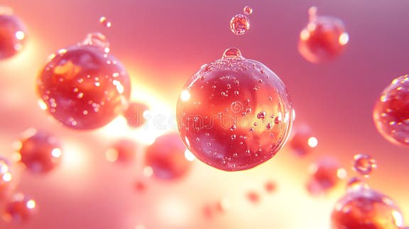 Floating Translucent Red Spheres with Internal Air Bubbles on Display ...