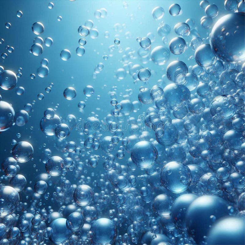 Floating Transparent Blue Bubbles Background, 3d Rendering Stock Photo ...