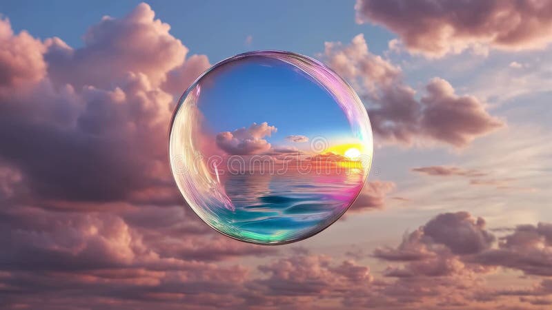 Floating Bubble Reflecting Colorful Sky Stock Video - Video of floating ...