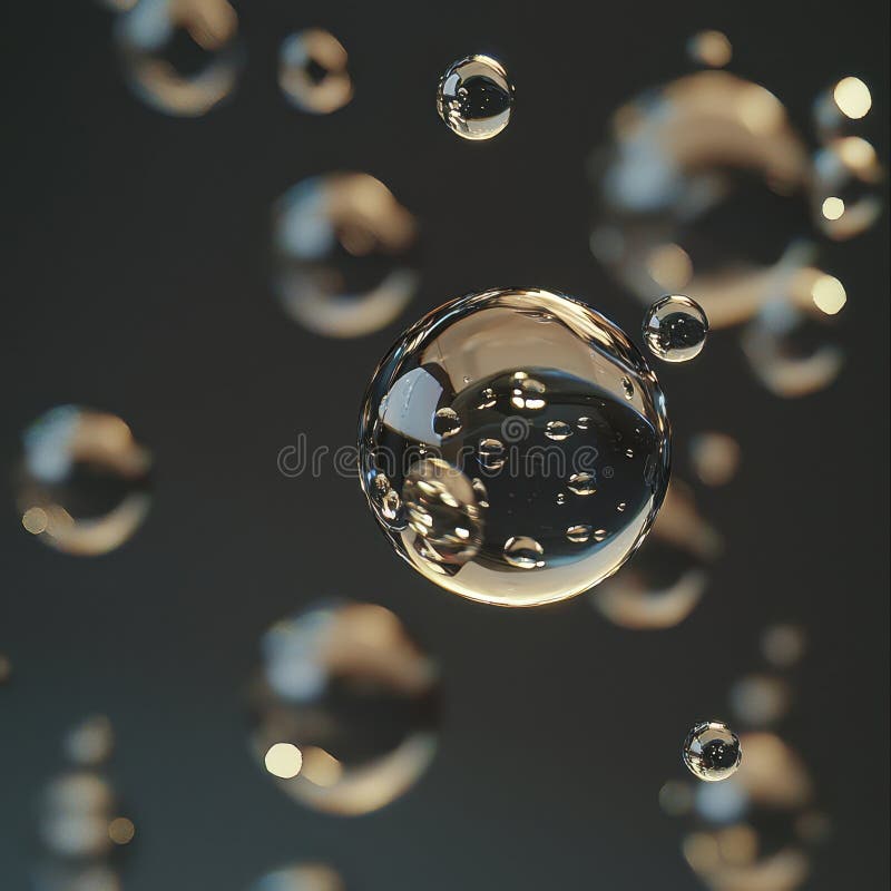 Floating Transparent Bubbles Against Dark Background Stock Illustration ...