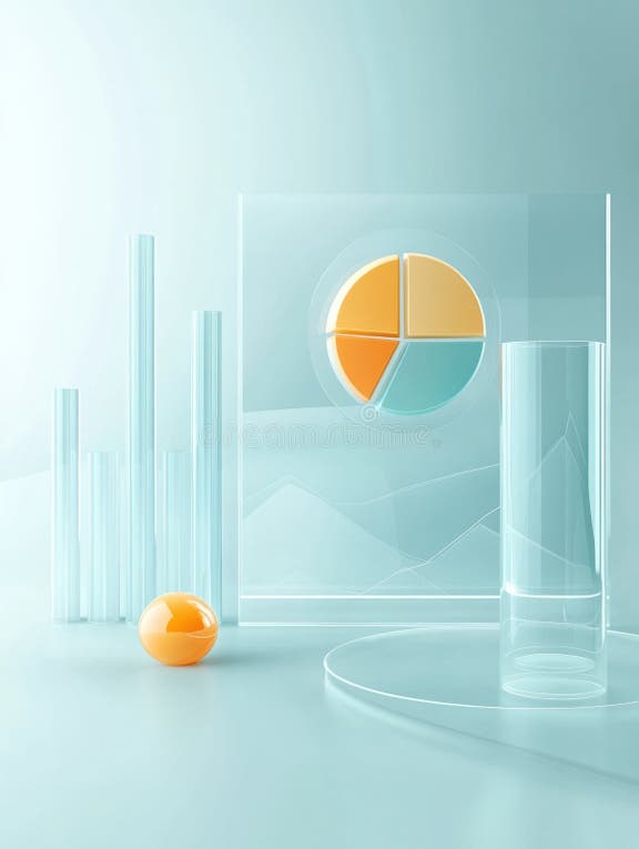 Floating Transparent Charts Over Light Blue Background Representing ...