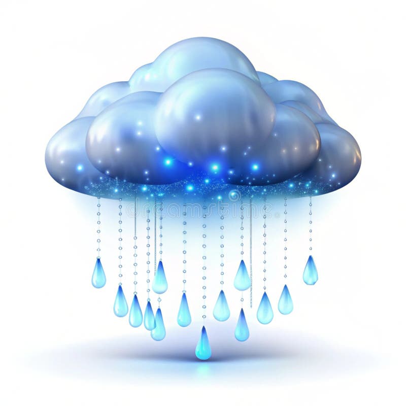 Glowing Transparent Cloud with Animated Rain Droplets Stock ...
