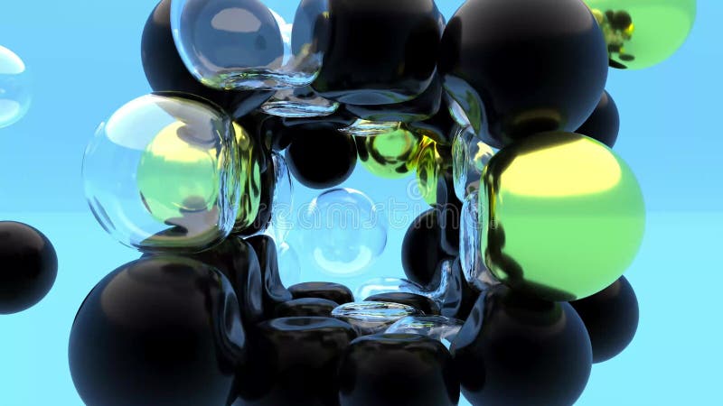 Floating Transparent and Colored Bubbles Against Blue Background Stock ...