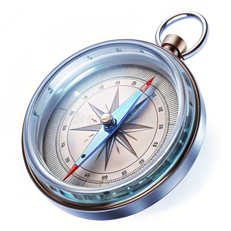 Floating Transparent Compass with Glowing Direction Indicators Stock ...