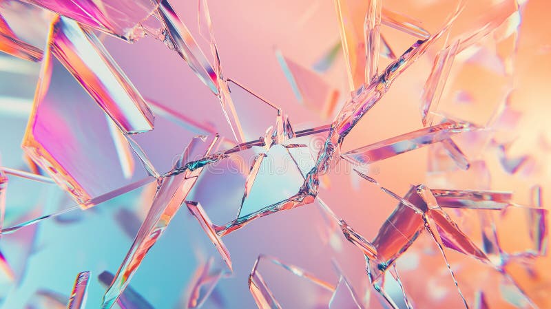 Floating Transparent Crystal Cubes with Iridescent Reflections on a ...