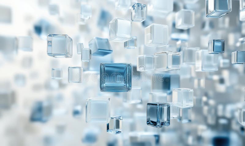 Floating Transparent Cubes in a Blurred Background Creating a Modern ...