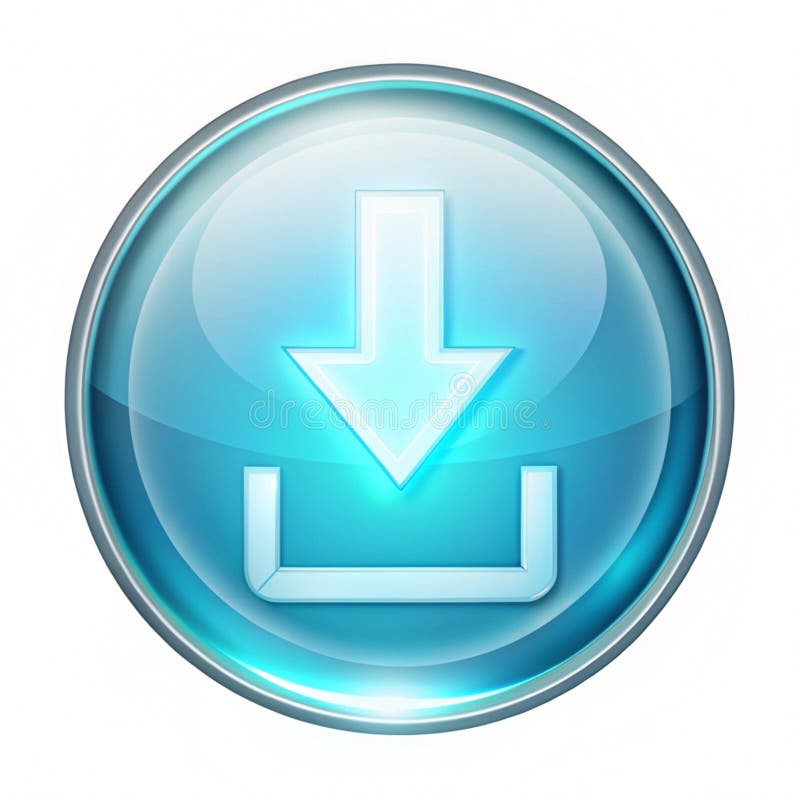 Floating Transparent Download Button with Glowing Edges Stock ...
