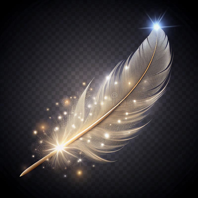Transparent Glowing Feather with Animated Sparkles Stock Illustration ...