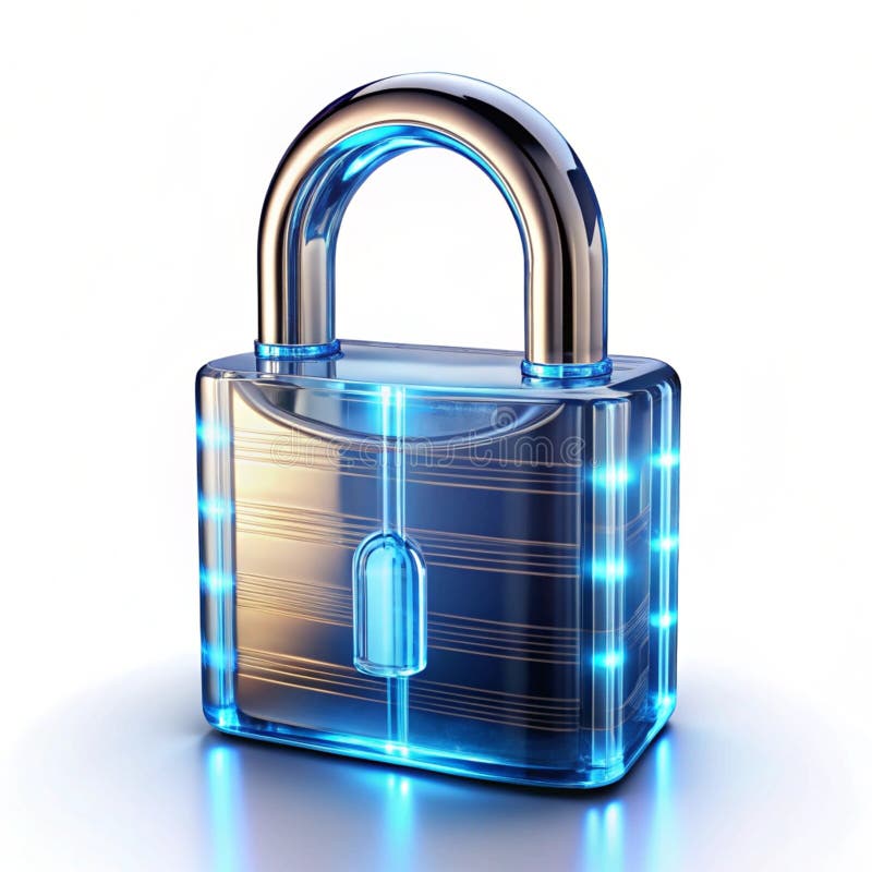 Glowing Transparent Lock with Floating Digital Keys Stock Illustration ...