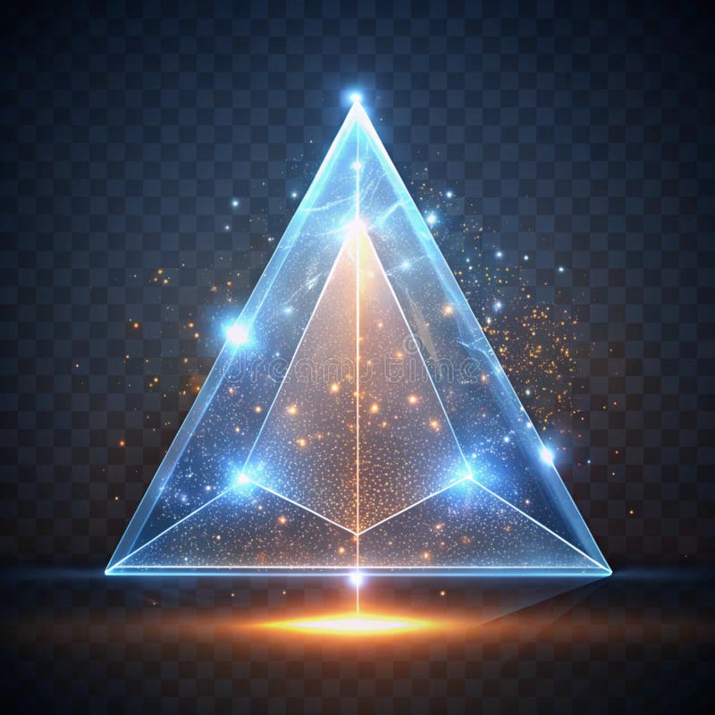 Transparent Glowing Pyramid with Animated Particles Stock Illustration ...