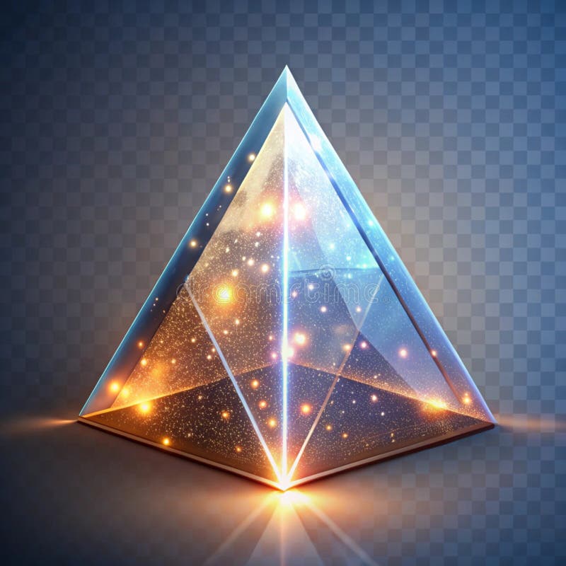 Transparent Glowing Pyramid with Animated Particles Stock Illustration ...