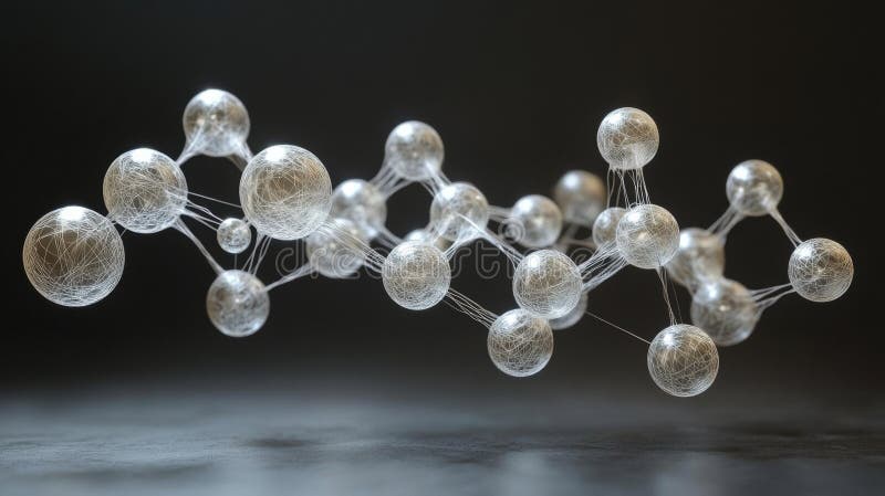 A 3D Representation of Interconnected Transparent Molecules in a Dark ...