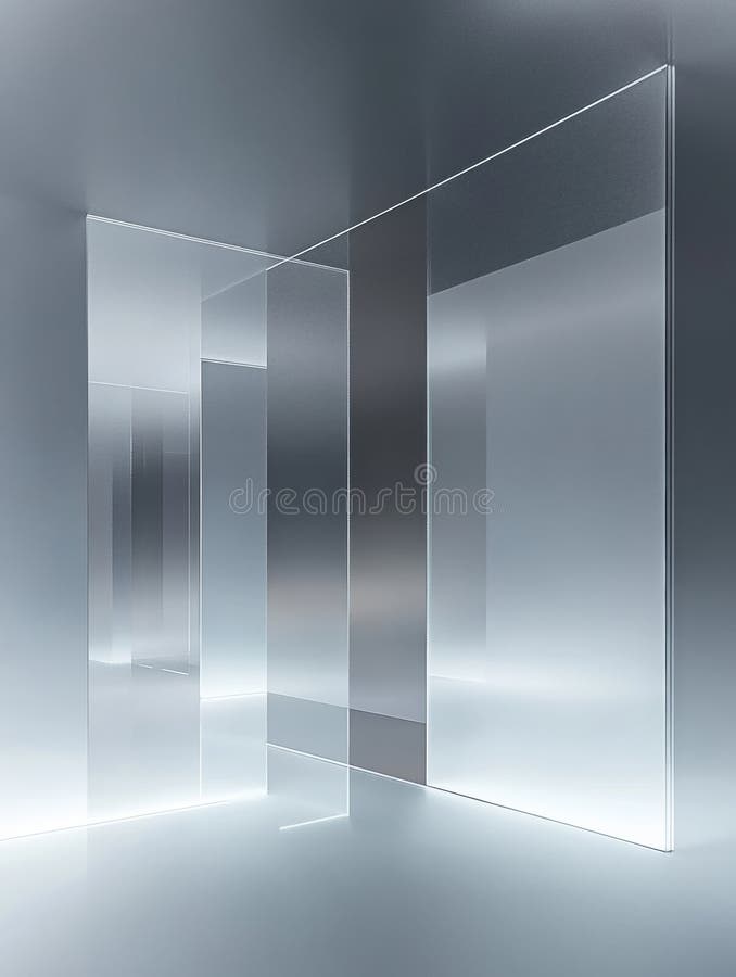 Floating Transparent Panels Appear in a Hallway Stock Image - Image of ...