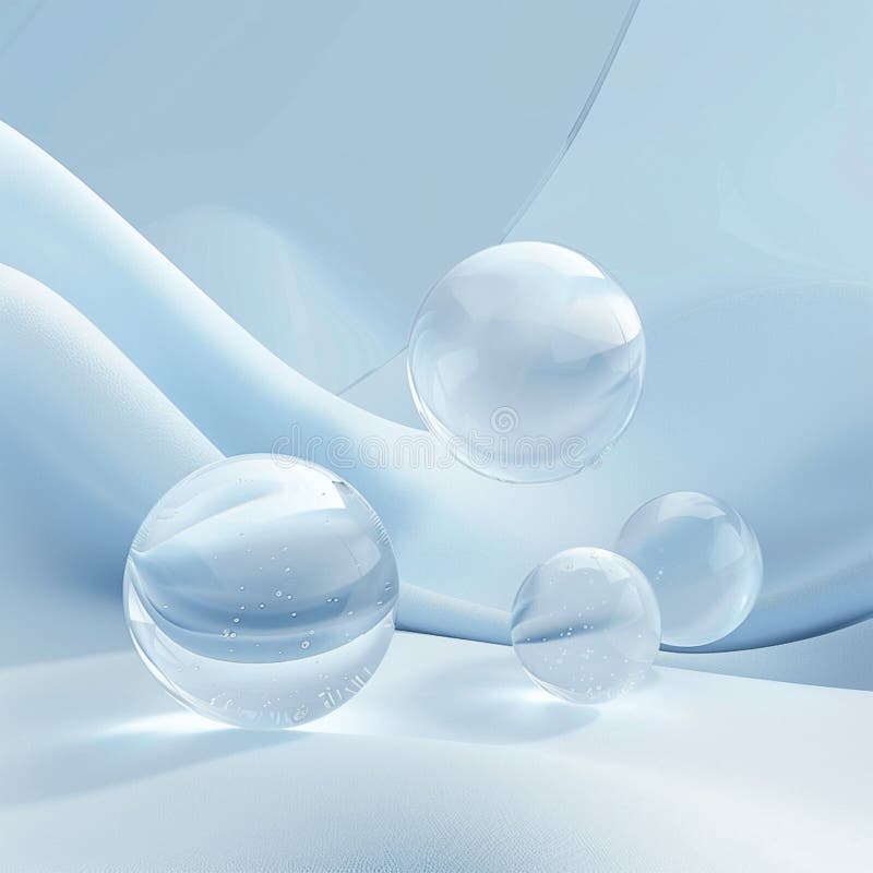 Floating Transparent Spheres on Blue Stock Illustration - Illustration ...